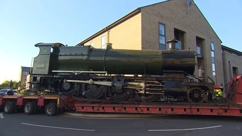 Steam Locomotive On Low Loader | Stock Video | Pond5