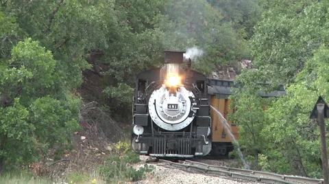 Steam Locomotive Rounding Curve | Stock Video | Pond5