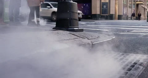 Steam rising from Manhole in New York Ci... | Stock Video | Pond5