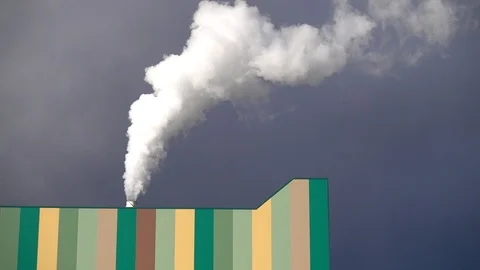 Steam From Smoke Stack Across Sky. Air P... | Stock Video | Pond5