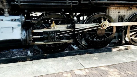 Steam Train Drive Gear as Train Backs Ou... | Stock Video | Pond5