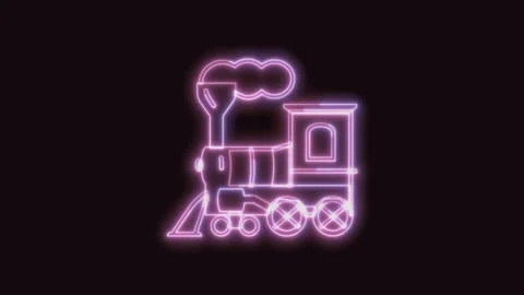 Steam Train Icon Neon Seamless Loop with... | Stock Video | Pond5