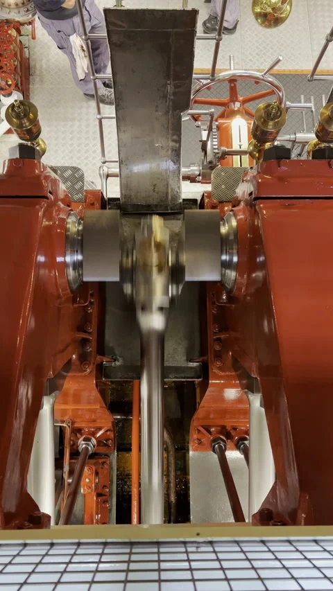 Steamboat Engine Piston and Workers in t... | Stock Video | Pond5