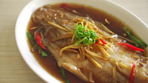 Steamed Fish with Soy Sauce - Asian food... | Stock Video | Pond5