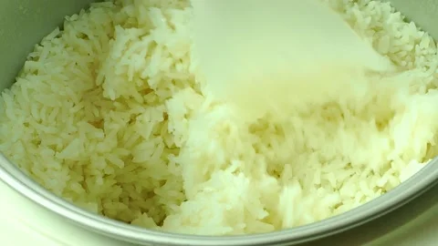 Steamed rice in pot , Asian famous food. | Stock Video | Pond5