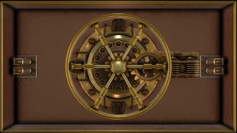 Steampunk bank vault door 3d animation. | Stock Video | Pond5