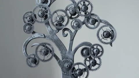A steampunk style tree made of silver co... | Stock Video | Pond5