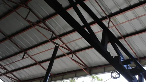 Steel Angle Bar works Structure on Roofi... | Stock Video | Pond5