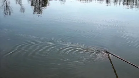 Steel cable oscillating trough water | Stock Video | Pond5