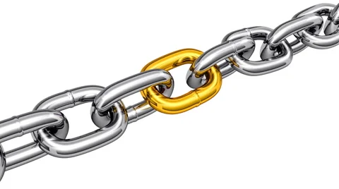 Steel chain with a gold link, with alpha... | Stock Video | Pond5