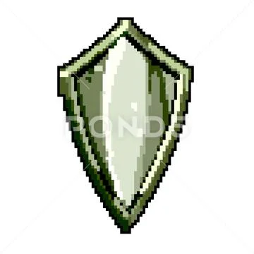 Steel medieval shield game pixel art vector illustration: Graphic ...