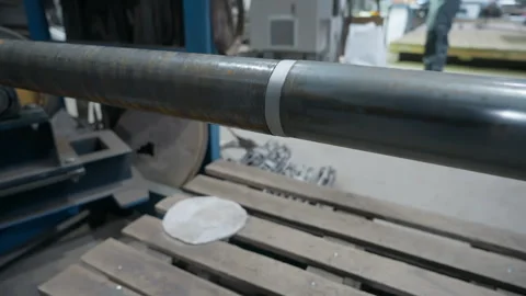 Steel pipe attached to the rotating part... | Stock Video | Pond5