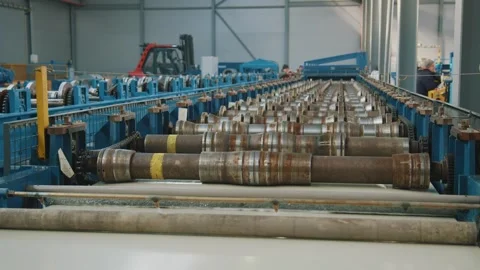 Steel rollers move in metalforming machi... | Stock Video | Pond5