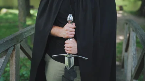 Steel sword in hands of medieval, ancien... | Stock Video | Pond5