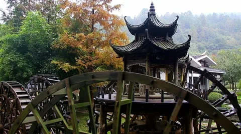 steel water wheel turning under power | Stock Video | Pond5