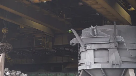 Steelmaking, the process of loading scra... | Stock Video | Pond5