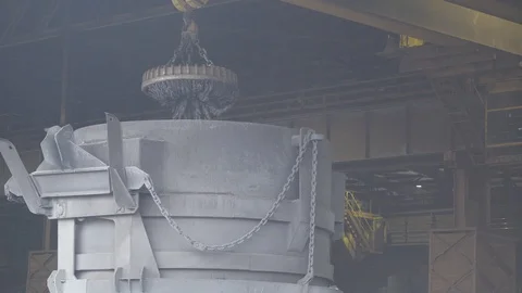 Steelmaking, the process of loading scra... | Stock Video | Pond5