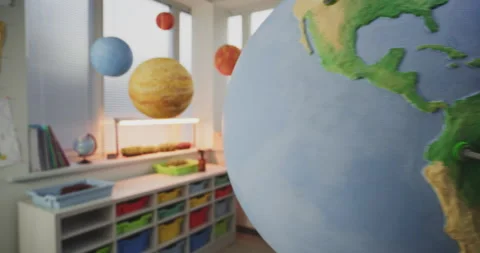 STEM Classroom: Close Up of Earth Model ... | Stock Video | Pond5