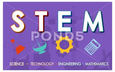 STEM education logo banner with purple background ~ Clip Art #160816267