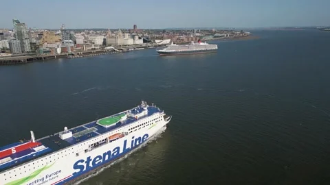 Stena Line passenger ferry, River Mersey... | Stock Video | Pond5