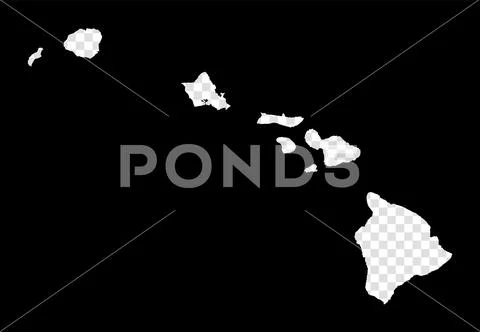 Stencil map of Hawaii. Simple and minimal transparent map of Hawaii ...
