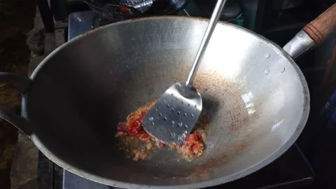 Step cooking fried rice. Saute ground sp... | Stock Video | Pond5