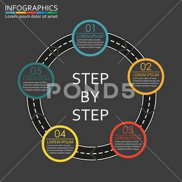 Step by step infographics template. Road design element with steps ...