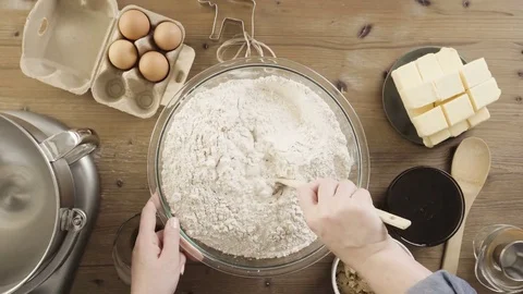 Step by step. Mixing dry ingredients for... | Stock Video | Pond5