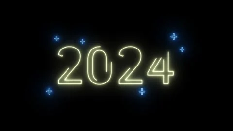 Step into the year 2024 with a neon ligh... | Stock Video | Pond5