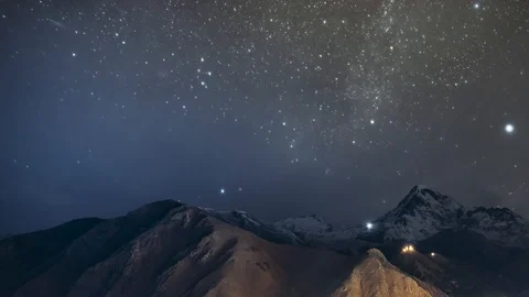 Stepantsminda, Georgia. Night Starry Sky... | Stock Video | Pond5