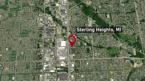 Sterling Heights City Map Zoom (MI, USA)... | Stock Video | Pond5