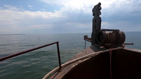 Stern bow prow of old carved vintage aut... | Stock Video | Pond5