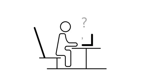 Stick figure at a desk with a laptop and... | Stock Video | Pond5