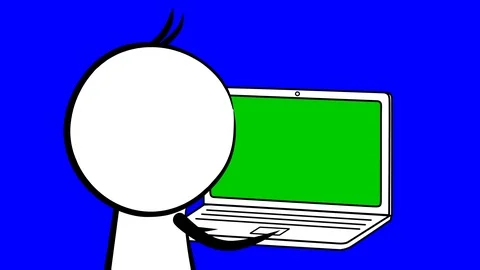 Stick Figure Man typing on laptop keyboa... | Stock Video | Pond5