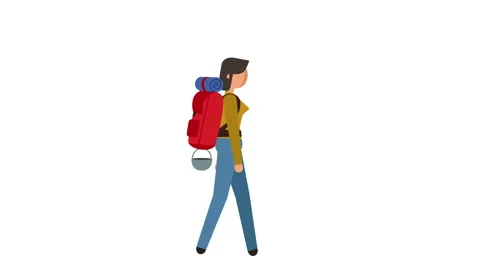 Stick Figure Pictogram Girl hiking trail... | Stock Video | Pond5