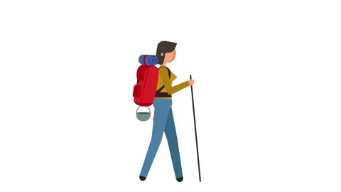 Stick Figure Pictogram Girl hiking trail... | Stock Video | Pond5