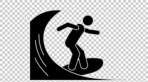 Stick Figure Surfing with Alpha channel | Stock Video | Pond5