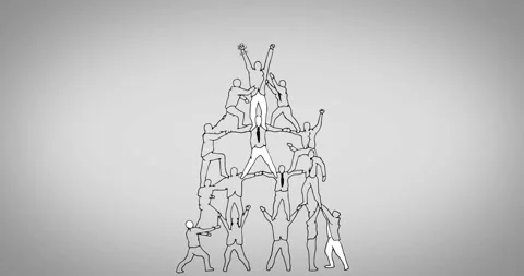 Stick figures forming multiple levels in... | Stock Video | Pond5
