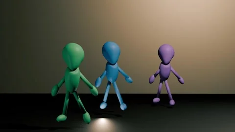 Stick men characters dancing on black ba... | Stock Video | Pond5