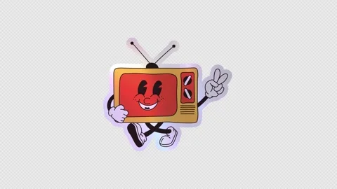 Sticker cartoon old tv figure, reminisce... | Stock Video | Pond5