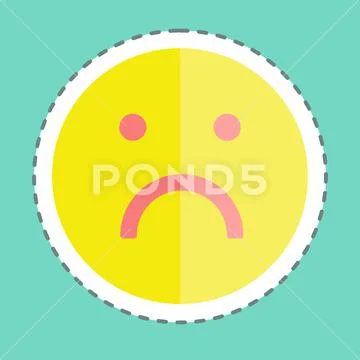 Sticker line cut Emoticon Sad. suitable for Emoticon symbol. simple ...