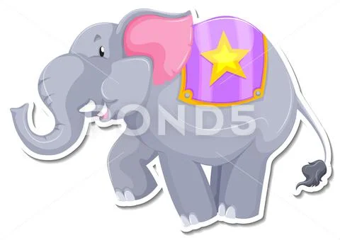 A sticker template of elephant cartoon character: Royalty Free #160527442