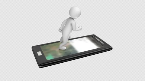 Stickman run and scroll social media on ... | Stock Video | Pond5