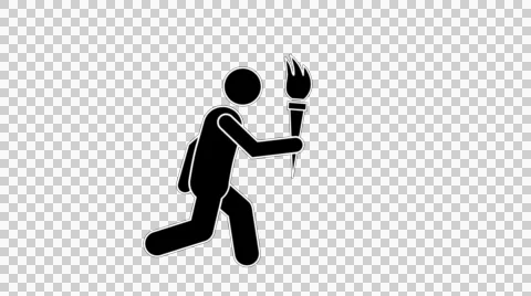 Stickman Run With Olympic Torch with Alp... | Stock Video | Pond5