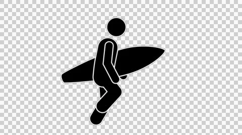 Stickman Surfing with Alpha channel | Stock Video | Pond5