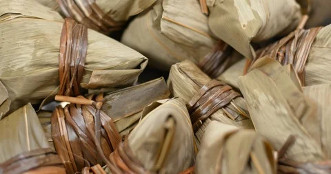 Sticky rice bamboo dumpling | Stock Video | Pond5