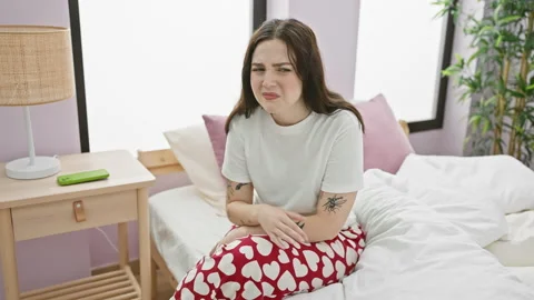 Stinky situation, young woman in pyjama,... | Stock Video | Pond5