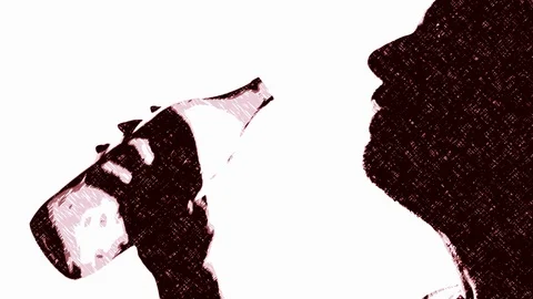 Stitch beer silhouette man bottle | Stock Video | Pond5