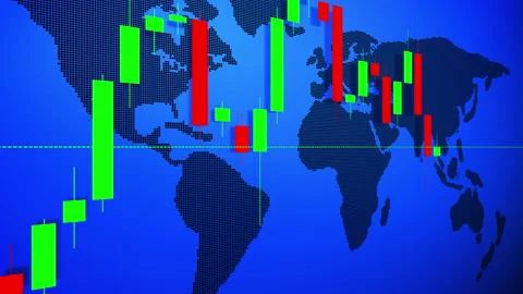 Stock market charts with dot world map | Stock Video | Pond5