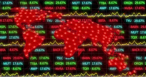 Stock market data animation over world m... | Stock Video | Pond5